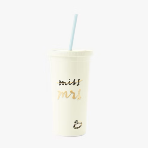 Kate Spade - Tumbler With Straw - Miss To Mrs. | Findlay Rowe Designs
